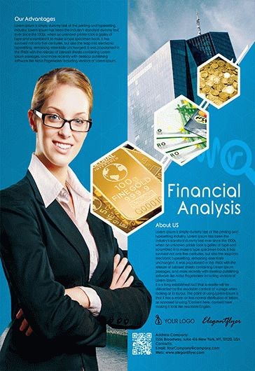 Blue Professional Financial Analysis Premium Flyer Template PSD | by ...