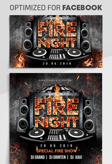 Black Simple Fire Night Facebook Premium Social Media Template PSD | by ...