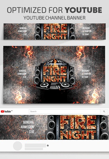 Gray Simple Fire Night Youtube Premium Social Media Template PSD | by ...