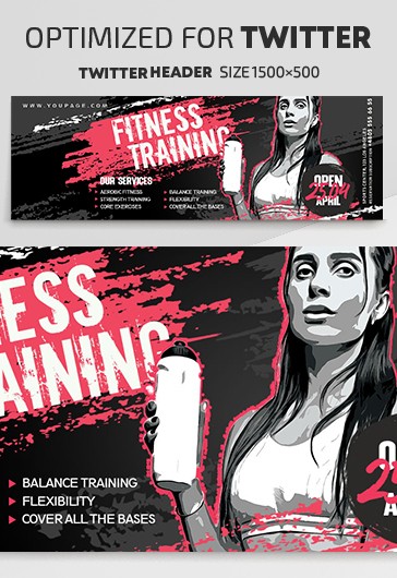 Fitness Training - Free Twitter Header PSD Template - 10026333 | by ...