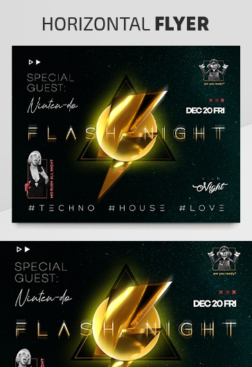 Black Modern Flash Night Party Premium Flyer Template PSD | by Elegantflyer