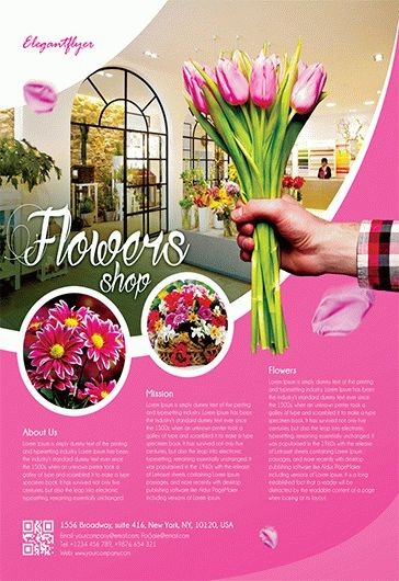 Pink Simple Flowers Shop Premium Flyer Template PSD | by Elegantflyer