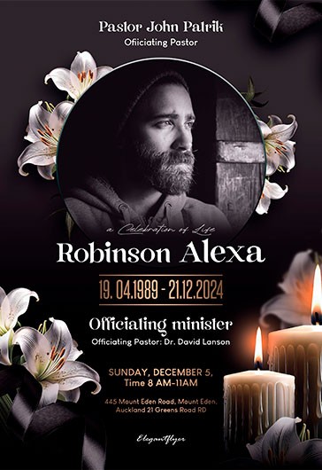 Black Elegant Funeral Free Flyer Template PSD | by Elegantflyer