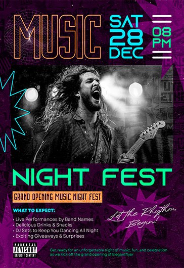 Purple Creative Music Night Fest Premium Flyer Template PSD | by ...