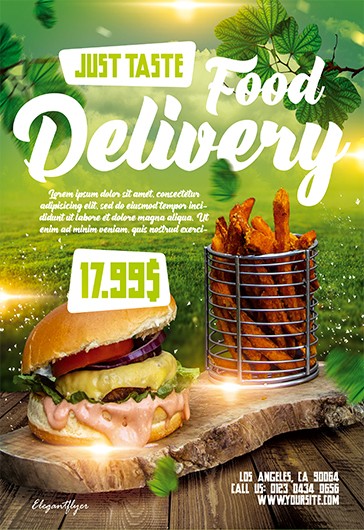 Green Creative Food Delivery Premium Flyer Template PSD | by Elegantflyer
