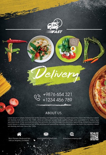 Gray Creative Food Delivery Premium Flyer Template PSD | by Elegantflyer