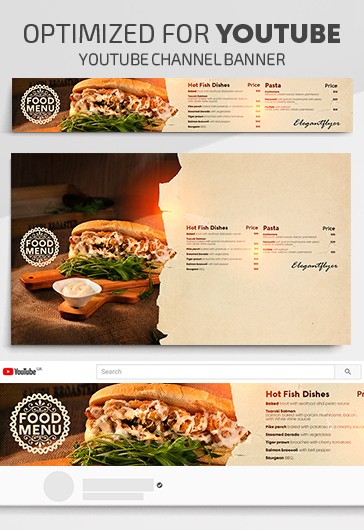 White Simple Food Menu Youtube Premium Social Media Template PSD | by ...
