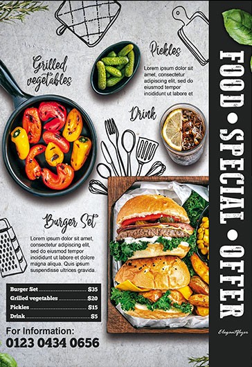 White Modern Food Premium Flyer Template PSD | by Elegantflyer