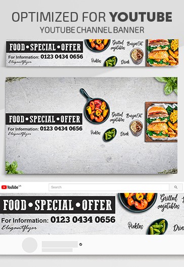 White Simple Food Youtube Premium Social Media Template PSD | by ...
