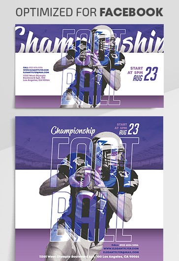Purple Simple Football Championship Premium Social Media Template PSD ...