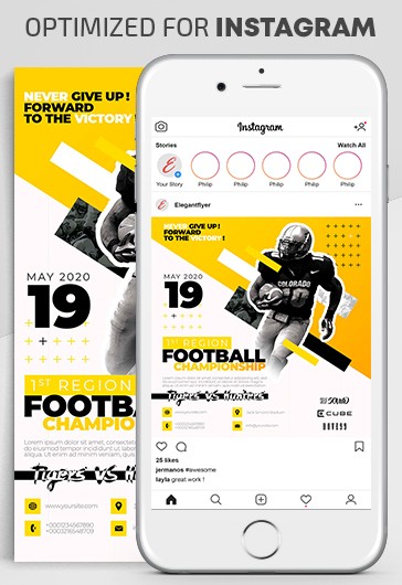 Yellow Professional Football Instagram Premium Social Media Template PSD