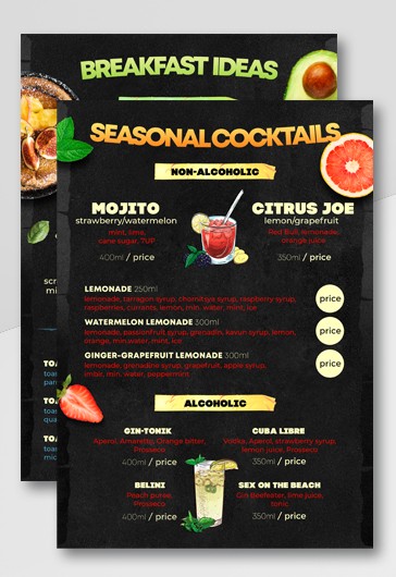 Modèles de menu de restaurant gratuits en PSD - par ElegantFlyer