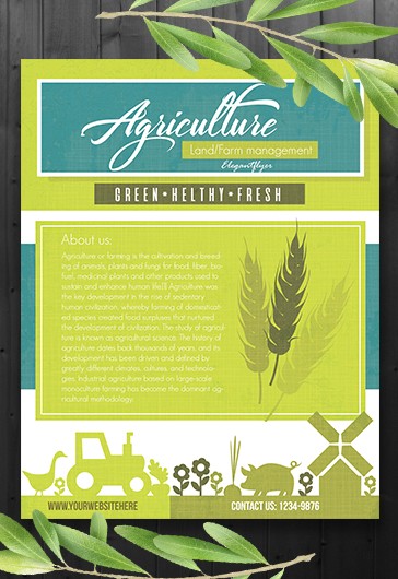 Green Illustrated Agriculture and Farming Free Flyer Template PSD | by ...