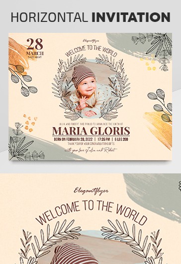 Free Baby Birth Invitation PSD Template - 10032282 | by ElegantFlyer