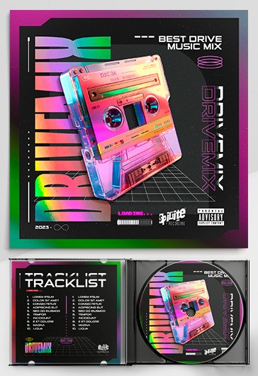 Black Vintage and Retro Drive Mix Free CD Album Cover Template PSD | by Elegantflyer