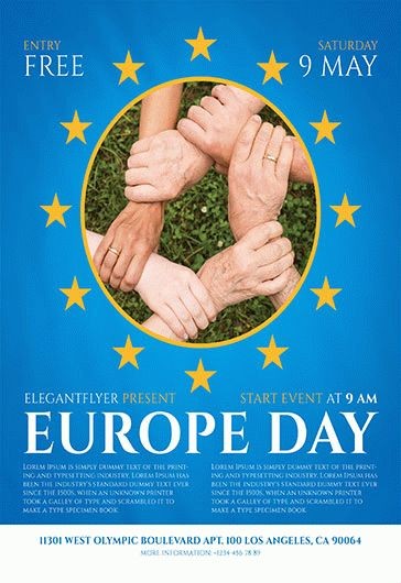 Blue Simple Europe Day Free Flyer Template PSD | by Elegantflyer