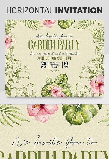 Free Garden Party Invitation PSD Template - 10030309 | by ElegantFlyer