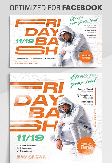 White Exclusive Friday Bash Facebook Premium Social Media Template PSD