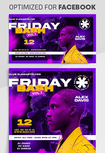 Purple Modern Friday Bash Facebook Premium Social Media Template PSD ...