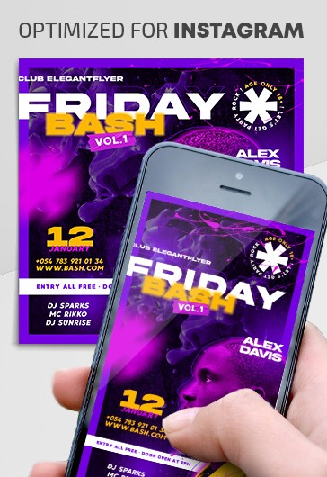 Purple Abstract Friday Bash Instagram Premium Social Media Template PSD