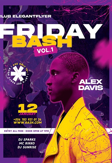 Purple Abstract Friday Bash Premium Flyer Template PSD | by Elegantflyer