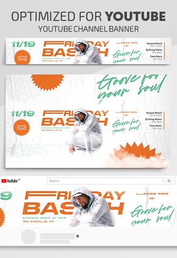 White Simple Friday Bash Youtube Premium Social Media Template PSD | by ...