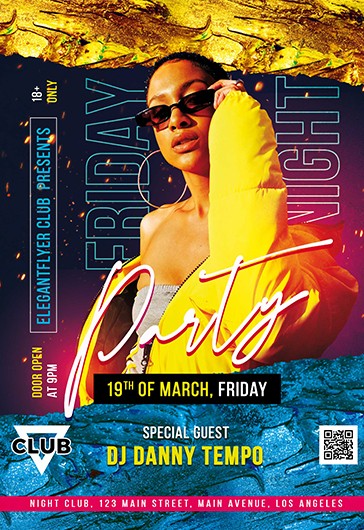 Multicolor Bright Friday Night Premium Flyer Template PSD | by Elegantflyer