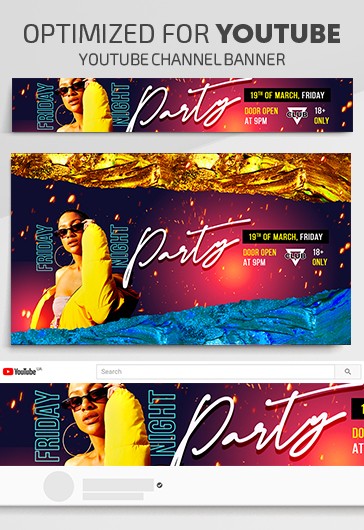 Blue Creative Friday Night Youtube Premium Social Media Template PSD ...