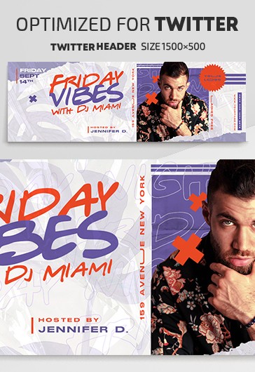 Friday Vibes - Free Twitter Header PSD Template - 10031009 | by ...
