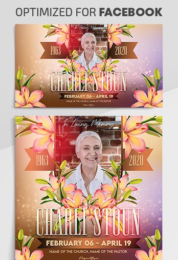 Yellow Floral & Plants Funeral Premium Social Media Template PSD | by ...