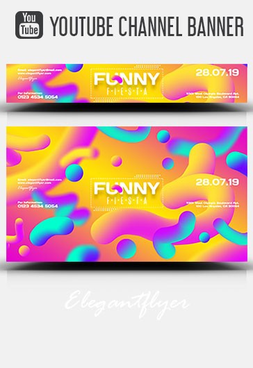 Yellow Colorful Funny Fiesta Youtube Premium Social Media Template PSD