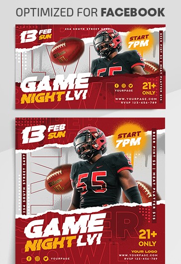 Red Simple Game Night Premium Social Media Template PSD | by Elegantflyer
