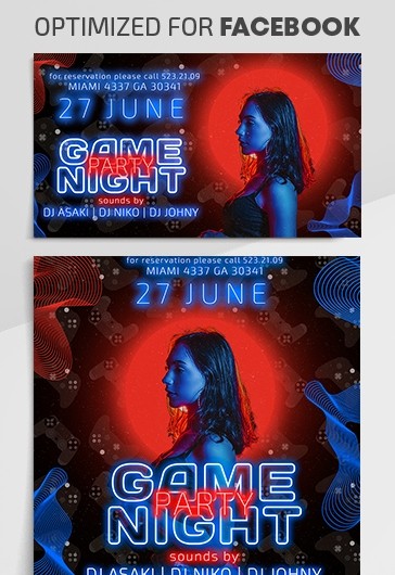 Game Night Party - Free Facebook Cover Template in PSD + Post + Event ...