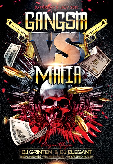 Plantilla de folleto PSD Black Artístico Gangsta vs Mafia Gangsta vs ...