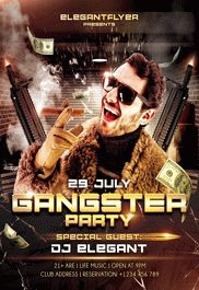 Black Artistic Gangster Party Free Flyer Template PSD | by Elegantflyer