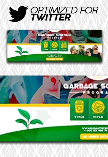Green Simple Garbage Sorting Program Twitter Free Social Media Template PSD