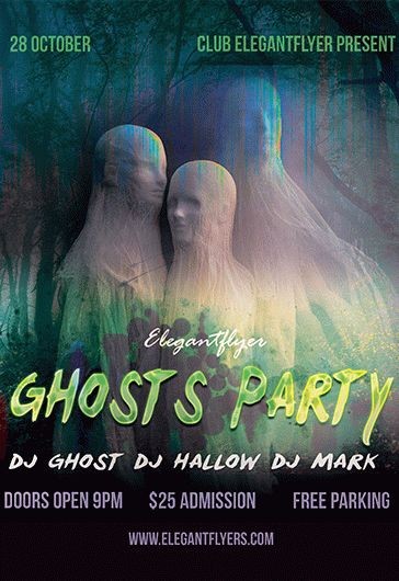 Multicolor Exclusive Ghosts Party Free Flyer Template PSD | by Elegantflyer