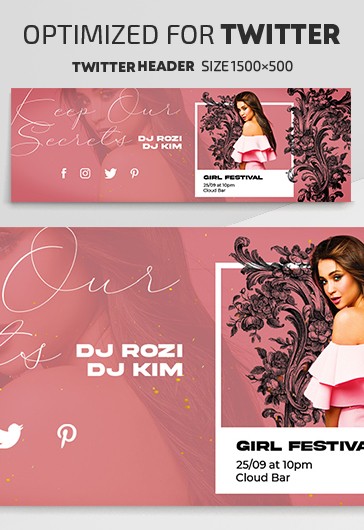 Girl Festival - Free Twitter Header PSD Template - 10028173 | by ...