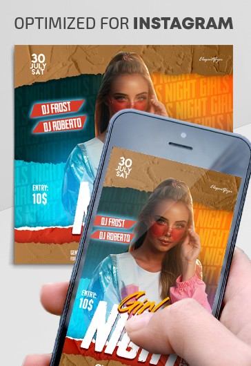 Yellow Modern Girls Night Premium Social Media Template PSD | by ...