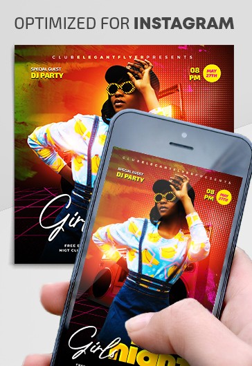 Red Neon Girls Night Instagram Premium Social Media Template PSD | by ...