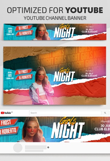 Blue Modern Girls Night Youtube Premium Social Media Template PSD | by ...