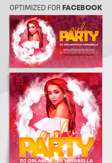 Red Creative Girls Party Premium Social Media Template PSD | by ...
