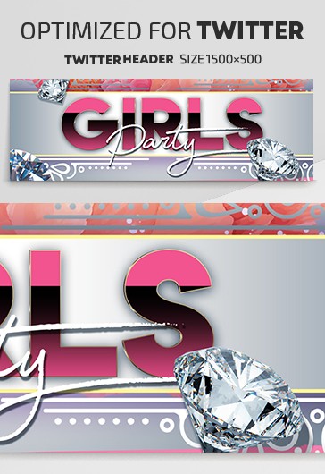Rose Glamoureux Fête des filles Twitter Free Modèle de médias sociaux ...