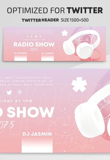 Girls Radio Show - Twitter Header PSD Template - 10027874 | by ElegantFlyer
