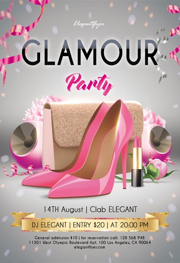 Gray Glamorous Glamour party Premium Flyer Template PSD | by Elegantflyer