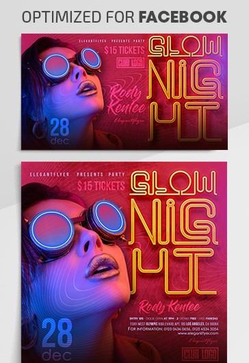 Pink Modern Glow Night Premium Social Media Template PSD | by Elegantflyer