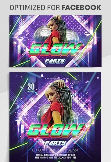 Purple Modern Glow Party Facebook Premium Social Media Template PSD ...