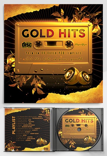 Gold Luxury Gold Hits CD Cover Premium CD Album Cover Template PSD | by ...