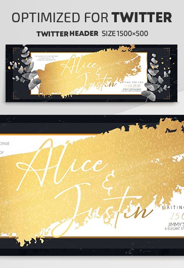 Gold Wedding - Twitter Header PSD Template - 10027839 | by ElegantFlyer