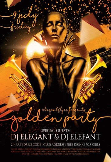 Black and Gold Luxury Golden Party Free Flyer Template PSD | by ...